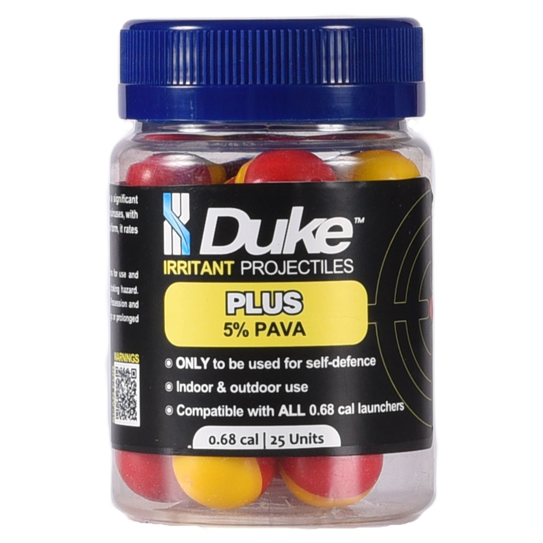 DUKE DEFENCE PLUS 5% PAVA BALLS - JAR OF 25 BYRNA CAMPATABLE