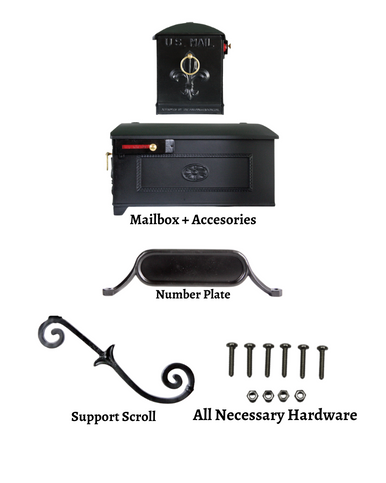 Standard Mailbox, Number Plate, & Scroll Bundle - Imperial Mailbox Systems