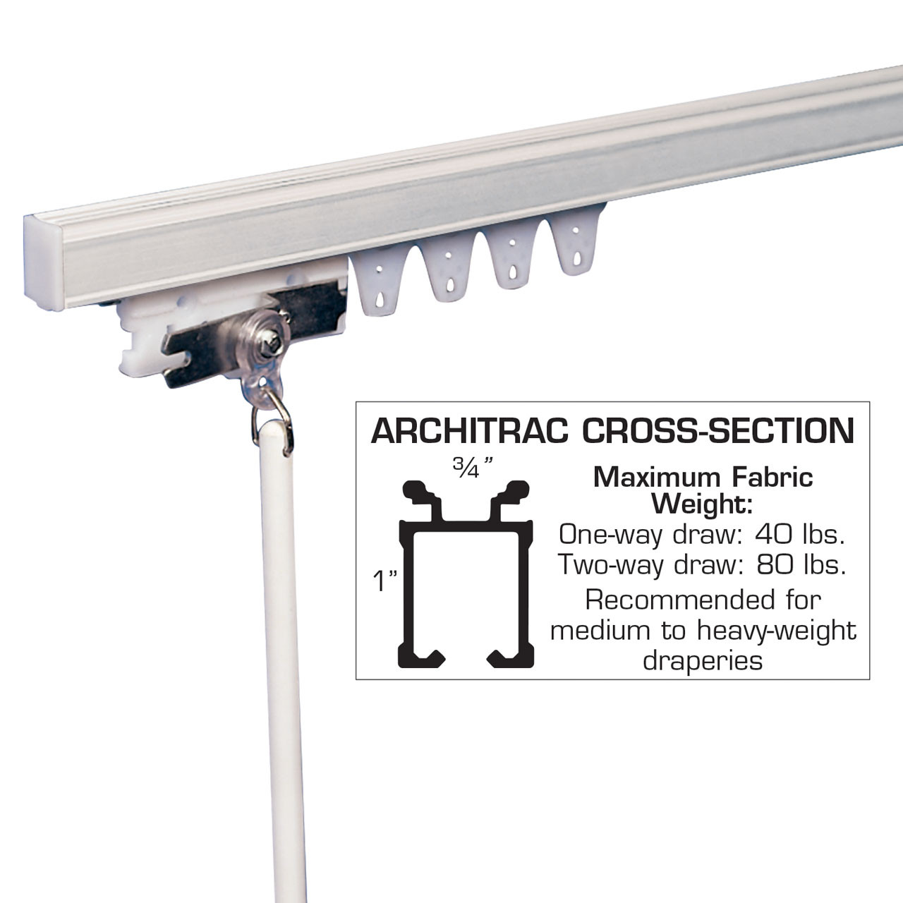 Architrac Baton Draw Ceiling Mount Drapery Track| National Hospitality