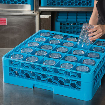 OptiClean 25-Compartment Divided Glass Rack with 1 Extender