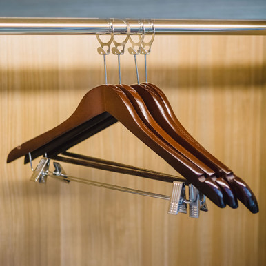 Walnut Contoured Hangers | National Hospitality Supply