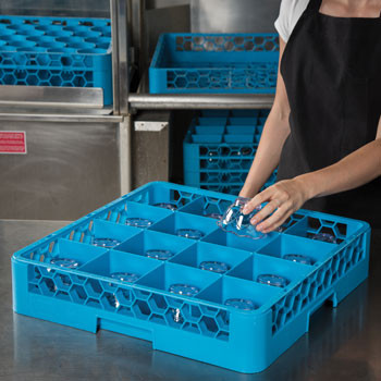 OptiClean 16-Compartment Divided Tilted Glass Rack