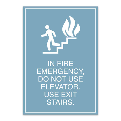 In Fire Emergency, Don't Use Elevator Sign with Border- 9"Wx13"H