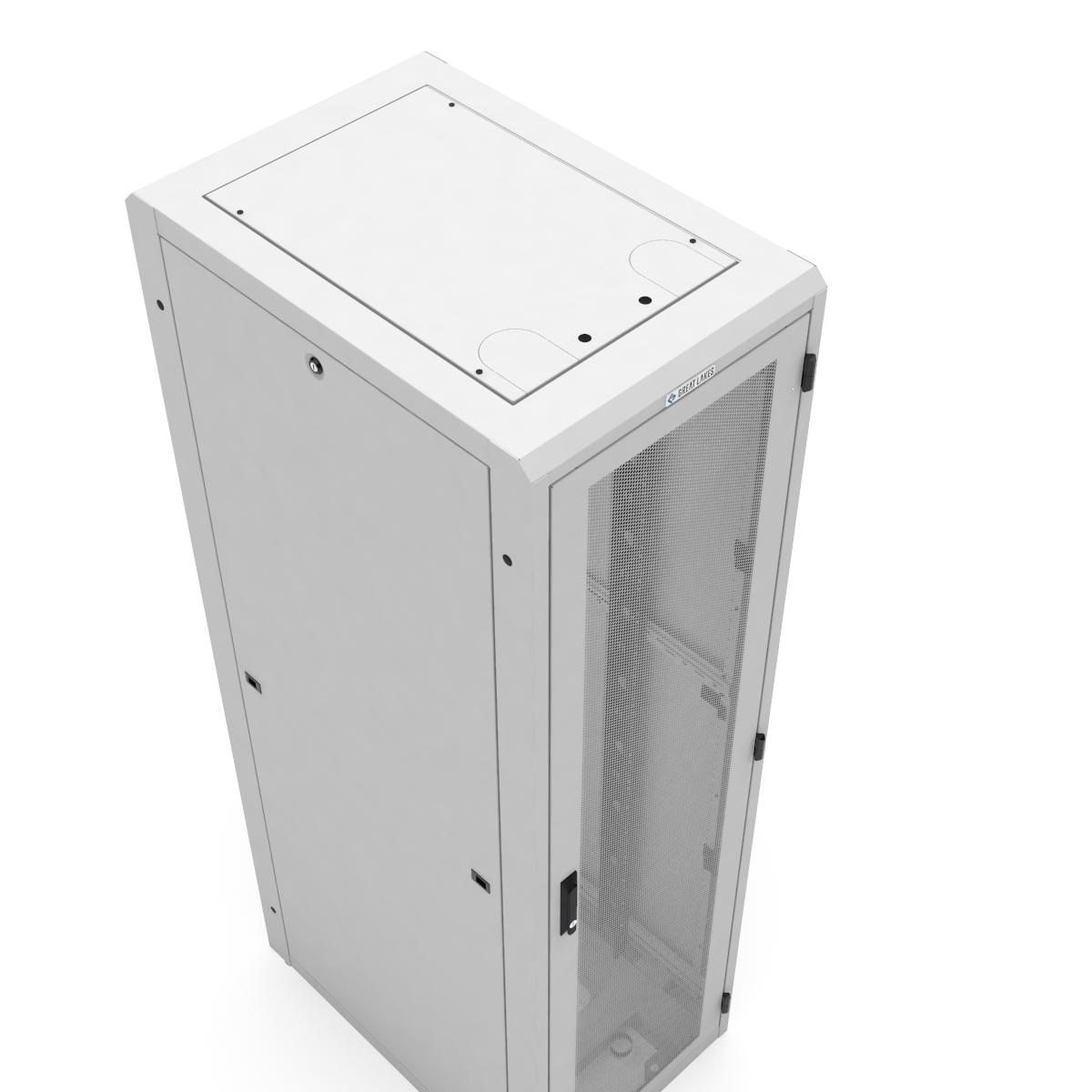 44U 24W 36D White E Cabinet with Mesh Doors and #10-32 Mounting ...