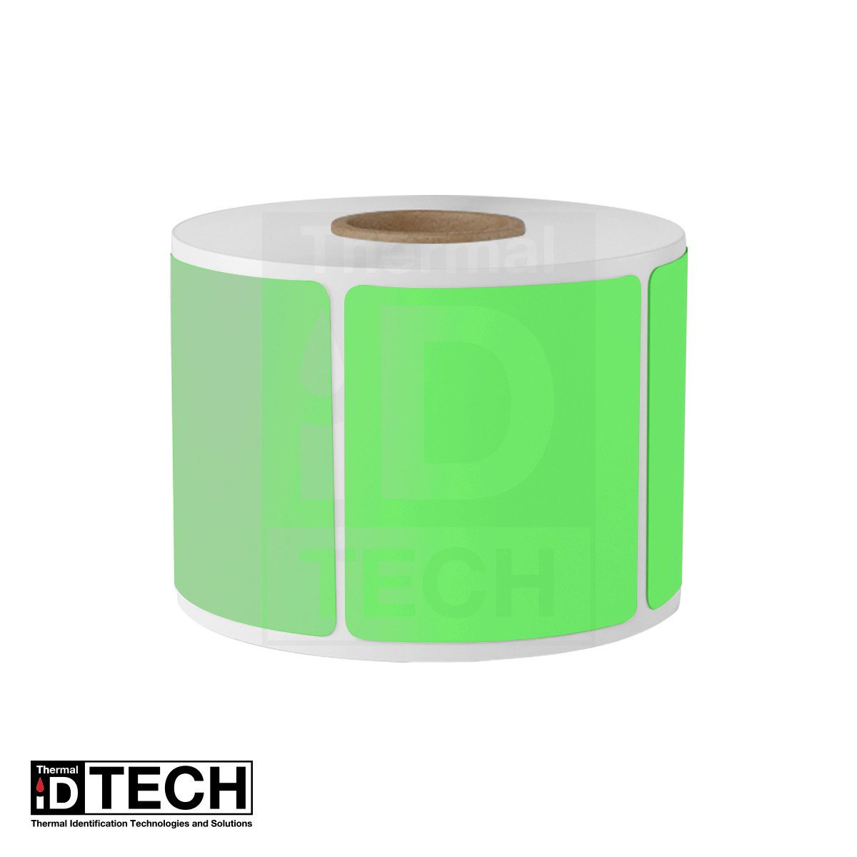 4" X 4" Blank Fluorescent Green Direct Thermal Label (3" core)