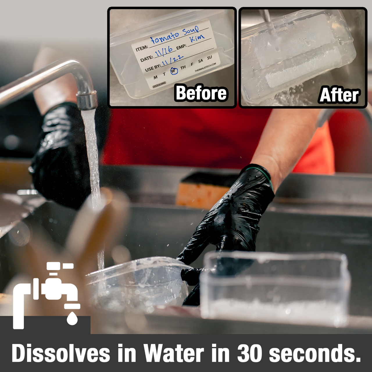 Dissolvable Food Safety Labels - Handwritten Commercial Kitchen Food ...