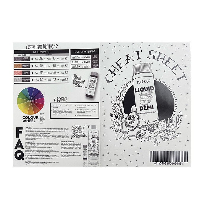 Pulp Riot Demi-Permanent Swatch Cheat sheet