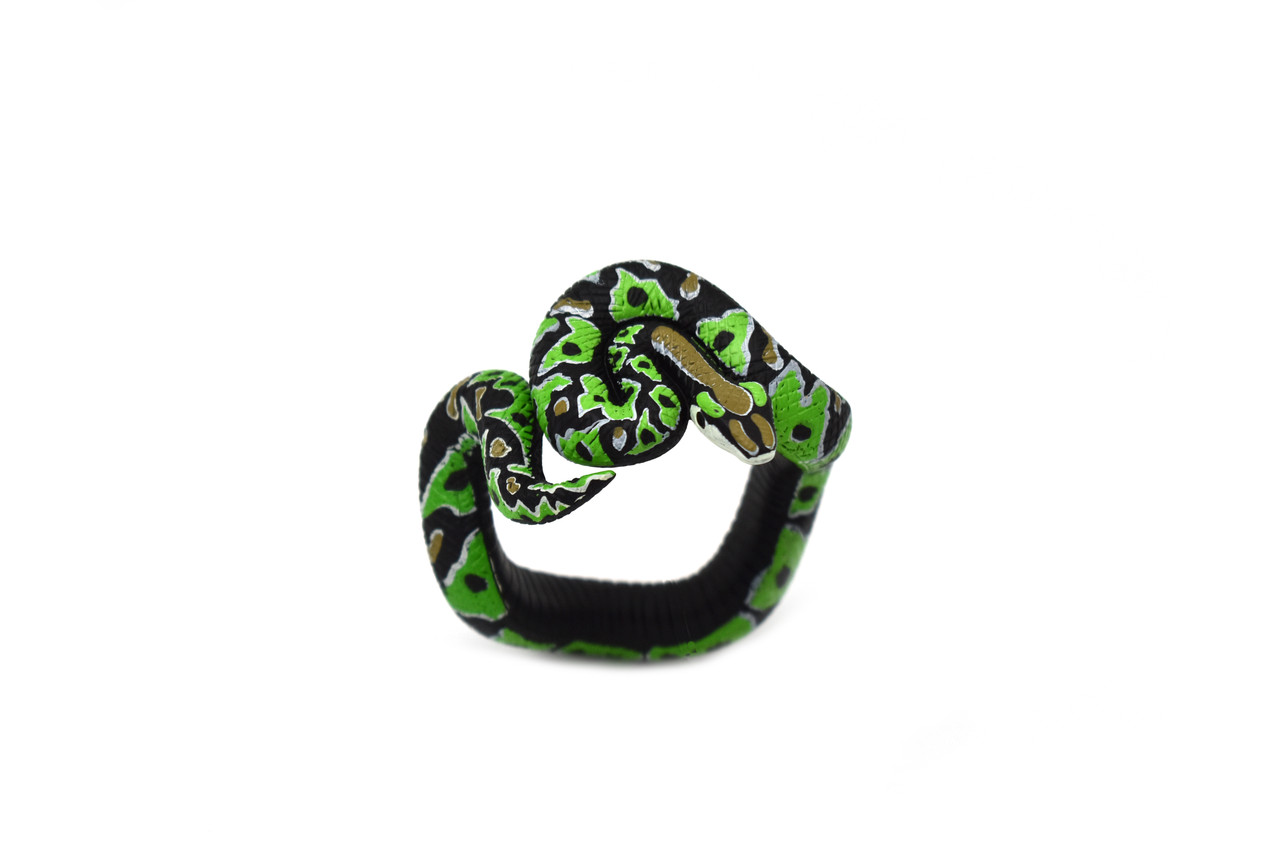 Snake, Bracelet, Emerald Boa, Coiled, Rubber Reptile, Educational ...
