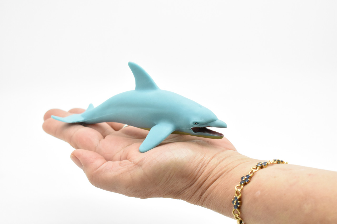 Dolphin, Blue Realistic Toy, Kids Educational Model, Hollow Rubber Replica 6"