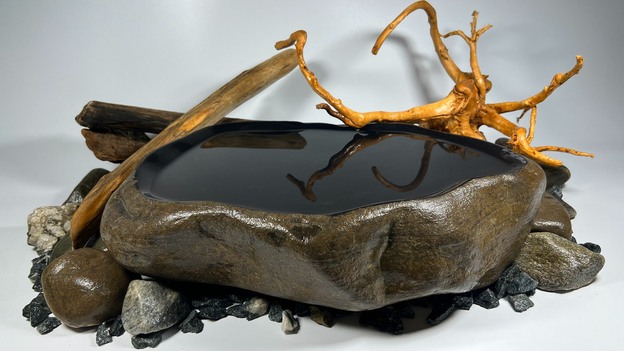 Reptile Stone Water Bowls and Birdbaths Made of Real Rock