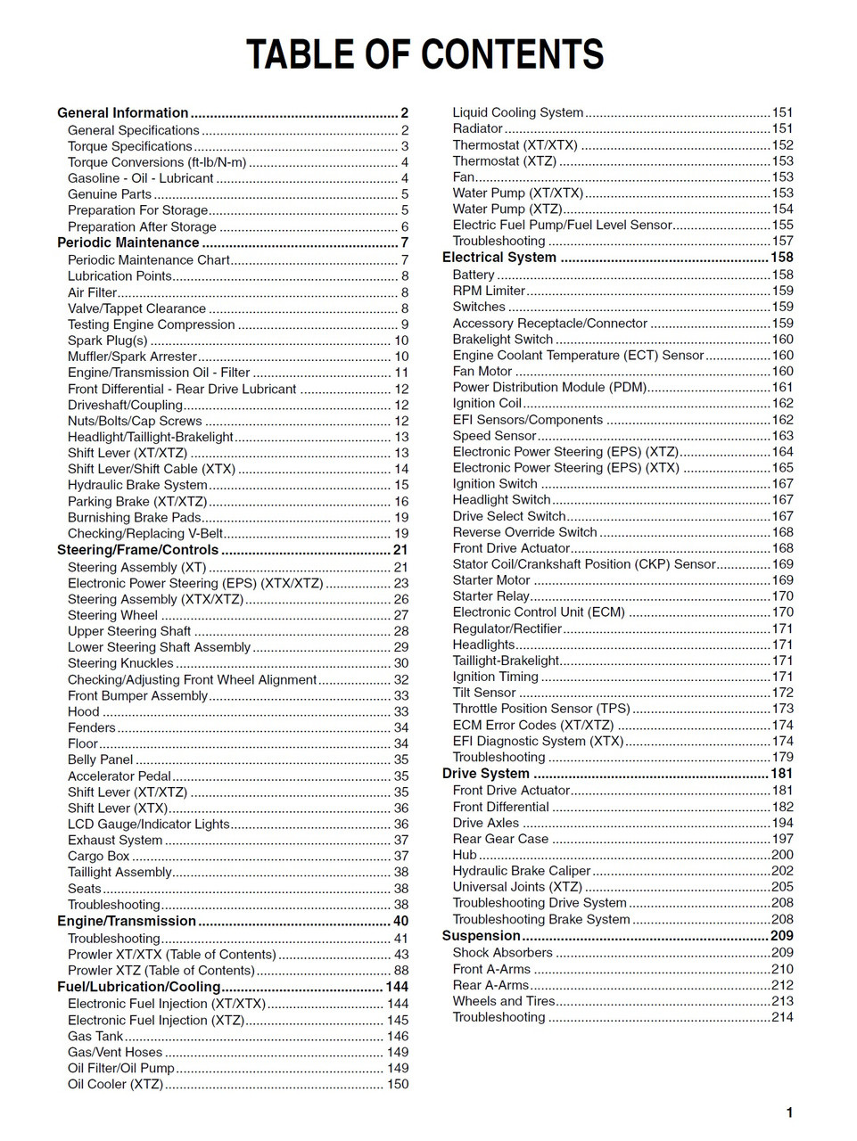 Arctic Cat 2014 Prowler 700 XTX Service Manual