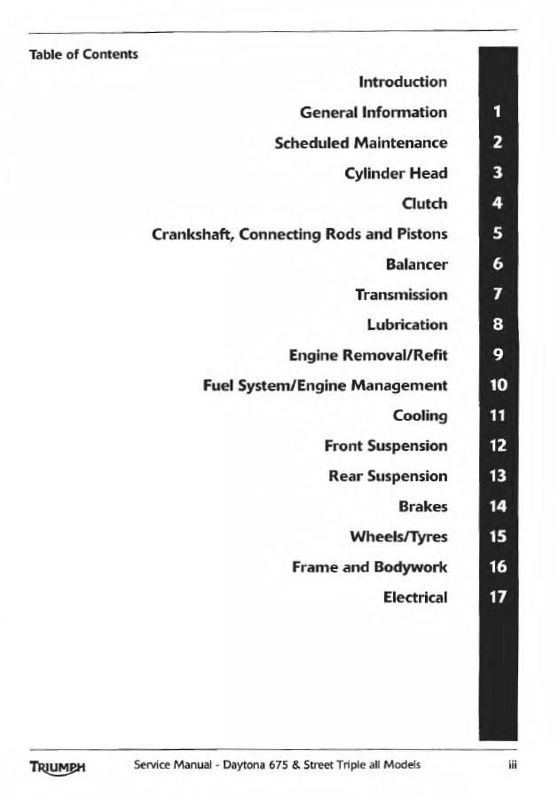 2016 Triumph Street Triple Service Manual