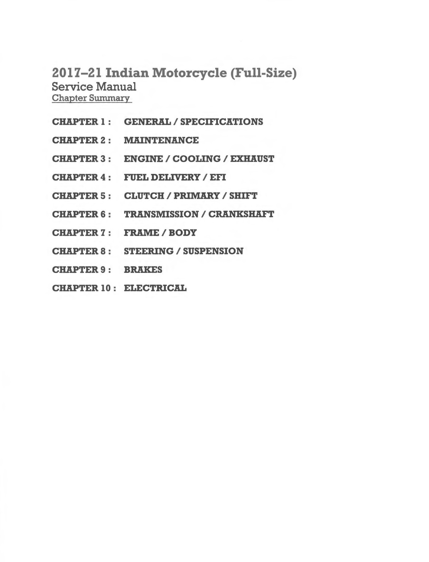 Indian Motorcycle 2019 Chief Vintage Service Manual