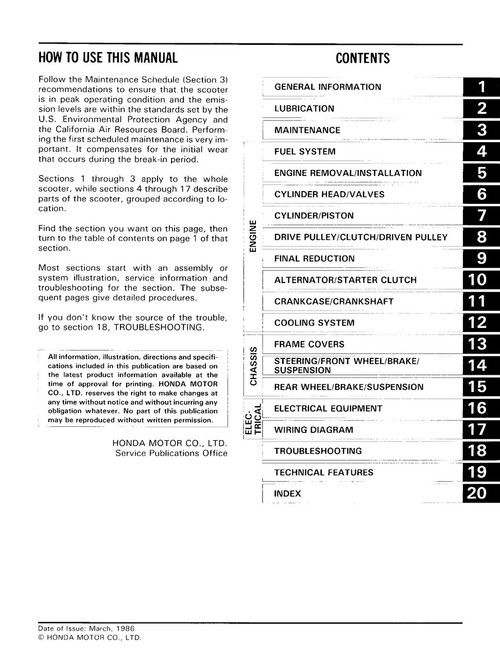 Honda 1985 CH150 Service Manual