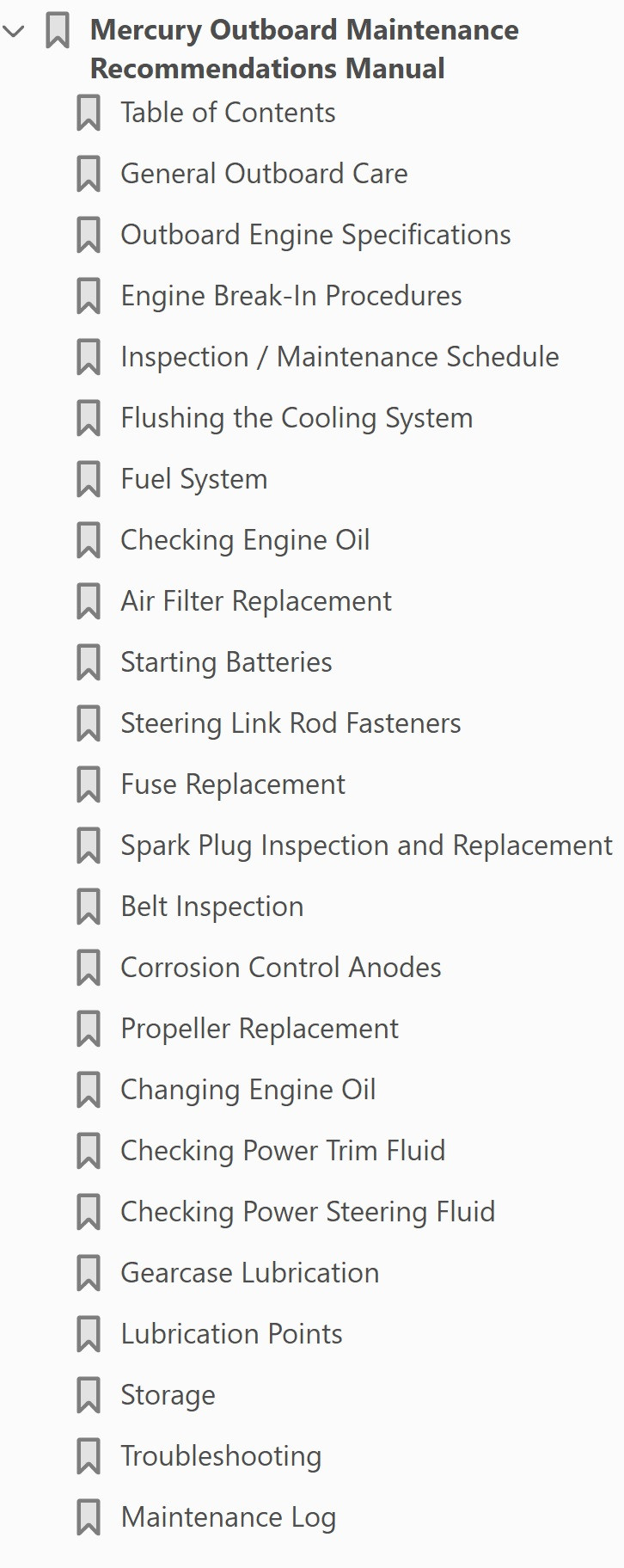 Mercury Outboard Maintenance Recommendations Manual