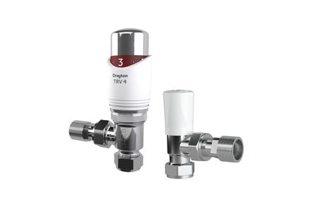 Drayton Angled Thermostatic Radiator Valve 4 and Lockshield Valve White ...