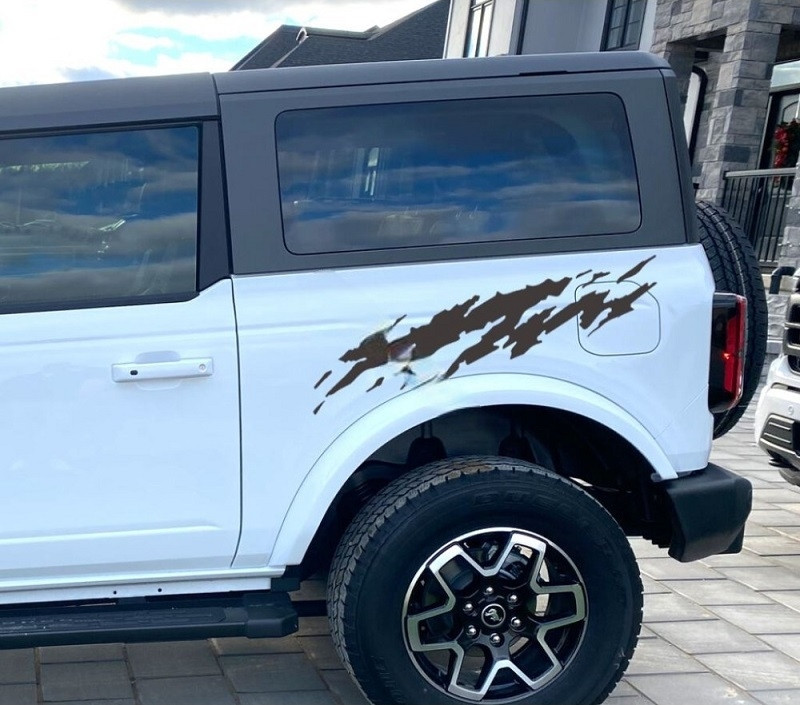 Ford Bronco Mud Splash Door Side Vinyl Graphics - V12 by Vortex - VS1085