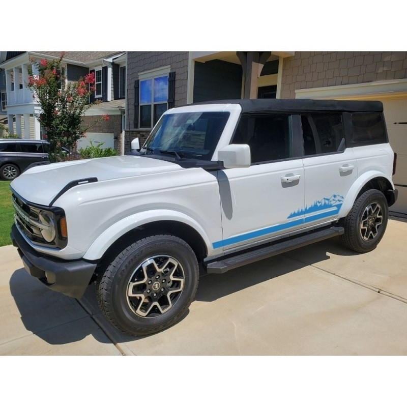 Ford Bronco 4-Door Body Door Mountain Trees Wave Stripes Graphics by ...