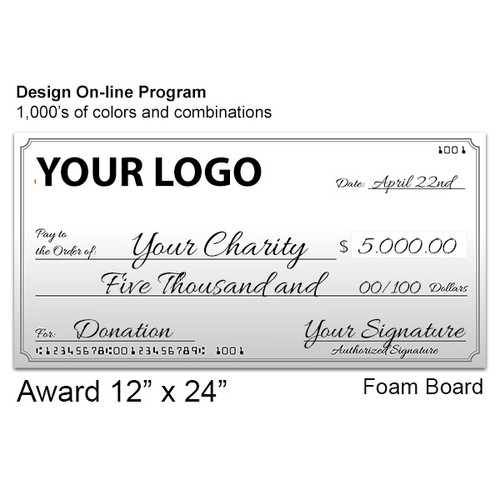 Cost effective Foam board Big Check 12x24 for Presenting Donations