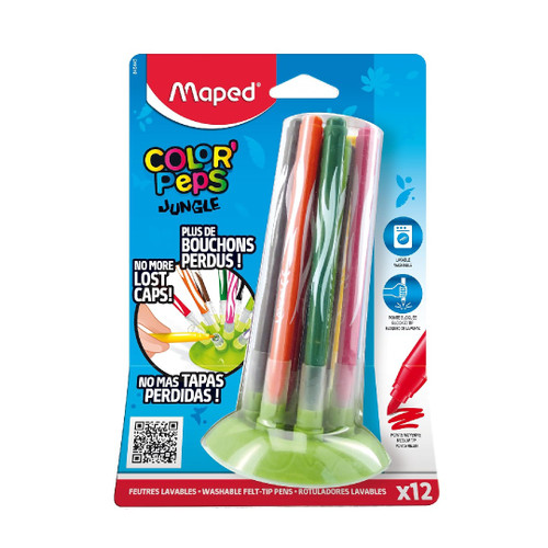 Color'Peps Jungle Innovation Felt Tip Pens Pack Of 12 Assorted Colours
