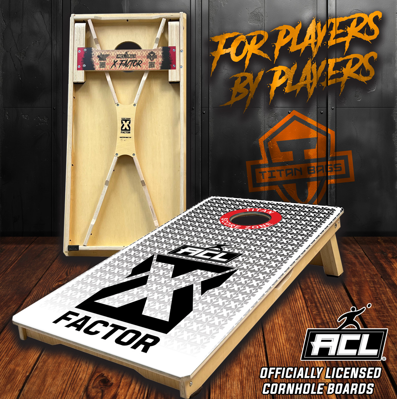 Acl Elite X Factor Monogram White Acl Approved Cornhole Boards In