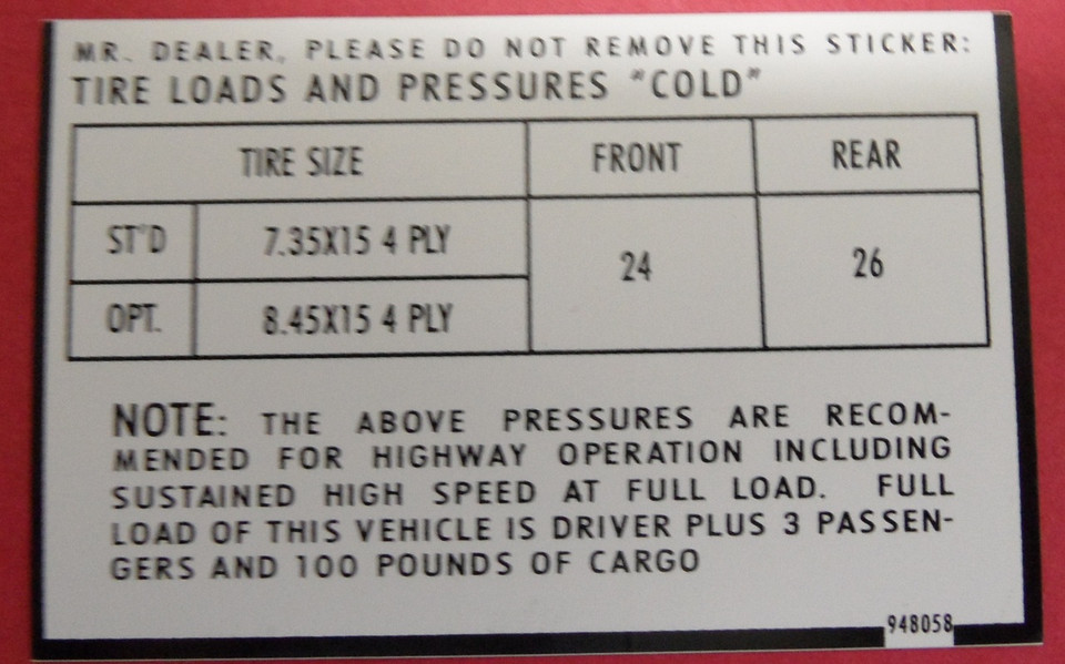 Tire pressure decal sticker - Partsdude4x4
