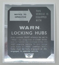 Warn lock out hub decal, chrome arrow on chrome background, early ...