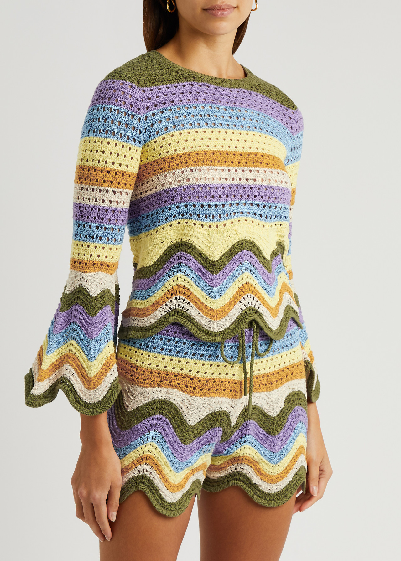 ZIMMERMANN Raie striped open-knit top | Harvey Nichols