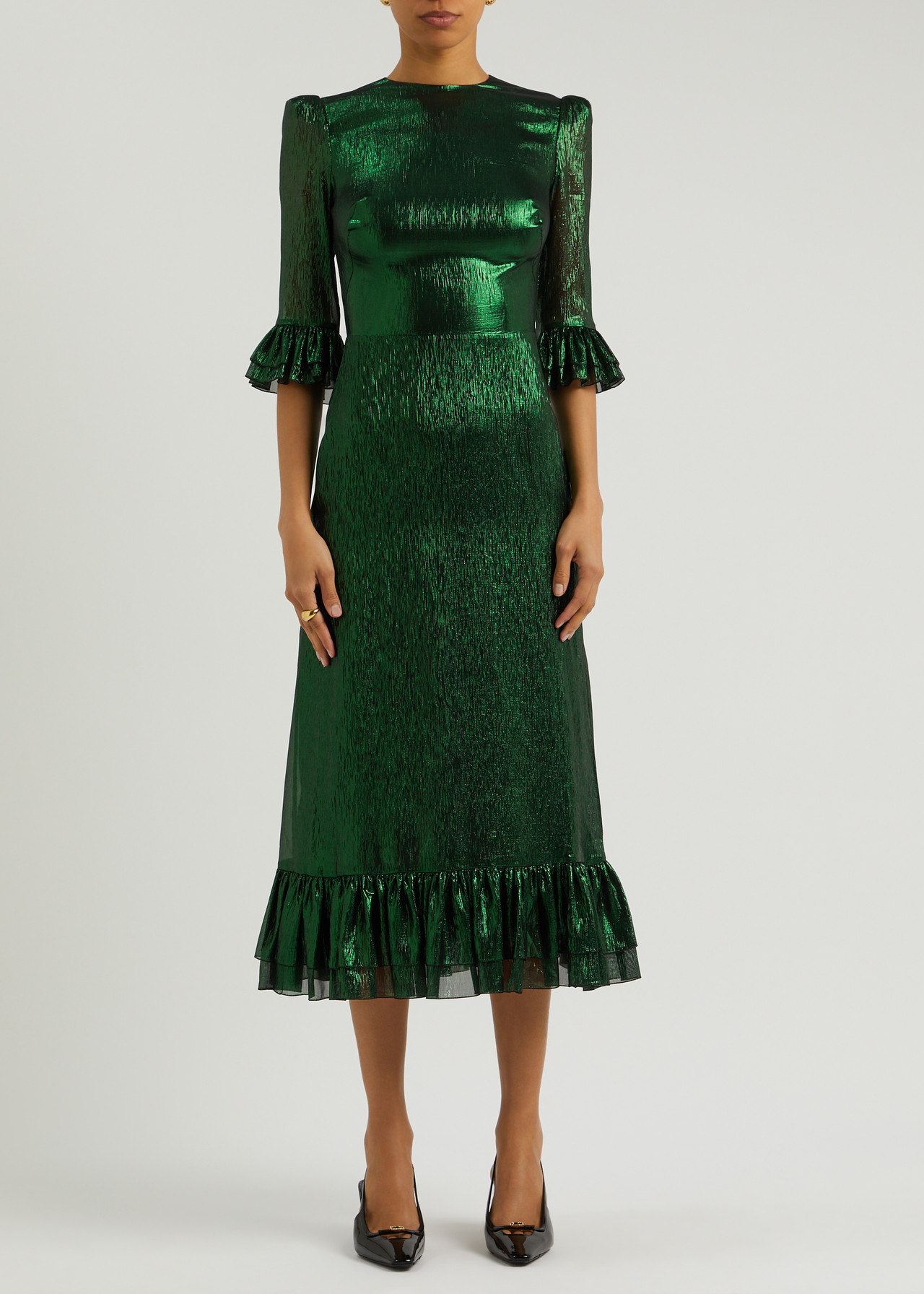 THE VAMPIRE'S WIFE The Falconetti silk-blend lamé midi dress | Harvey ...