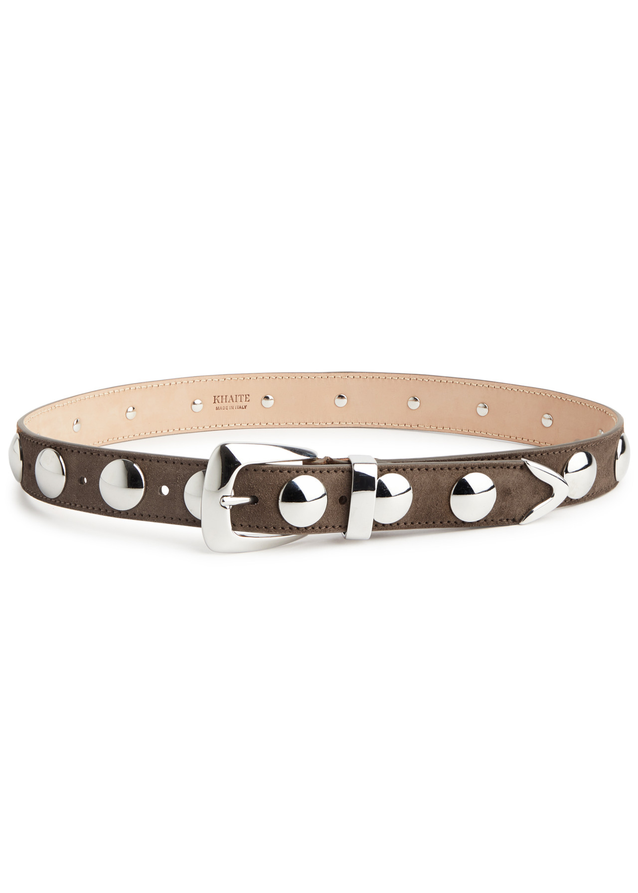 KHAITE Benny studded suede belt | Harvey Nichols