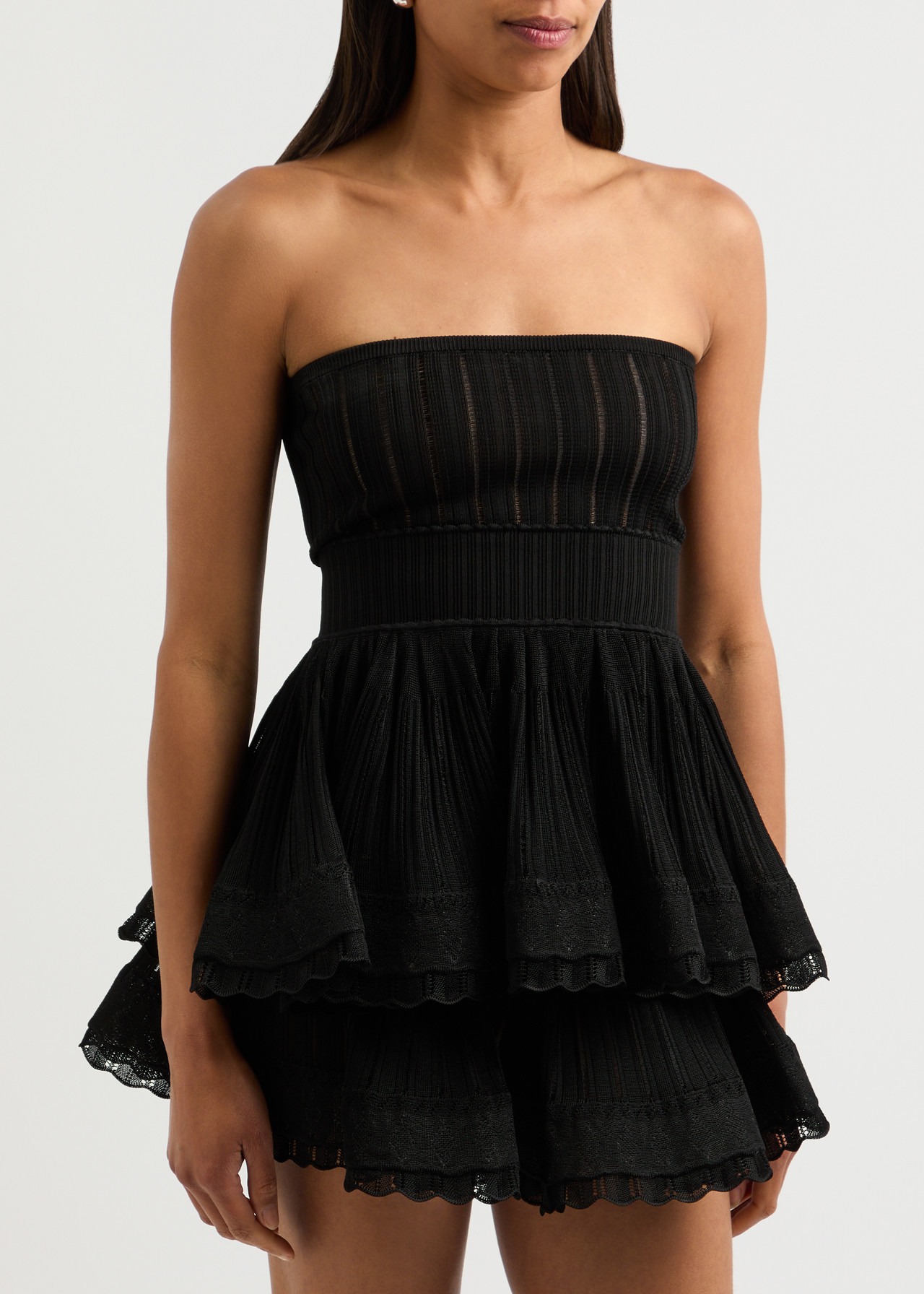 ALAÏA Crinoline ribbed-knit top | Harvey Nichols