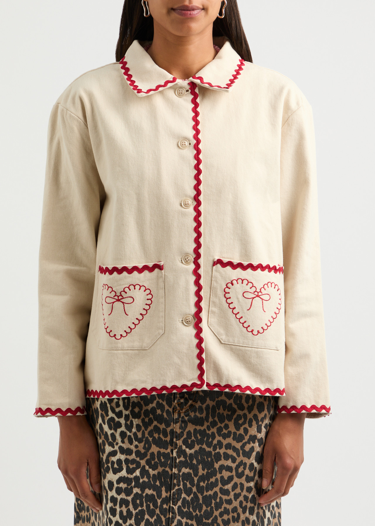 SISTER JANE Posy heart-embroidered denim jacket | Harvey Nichols