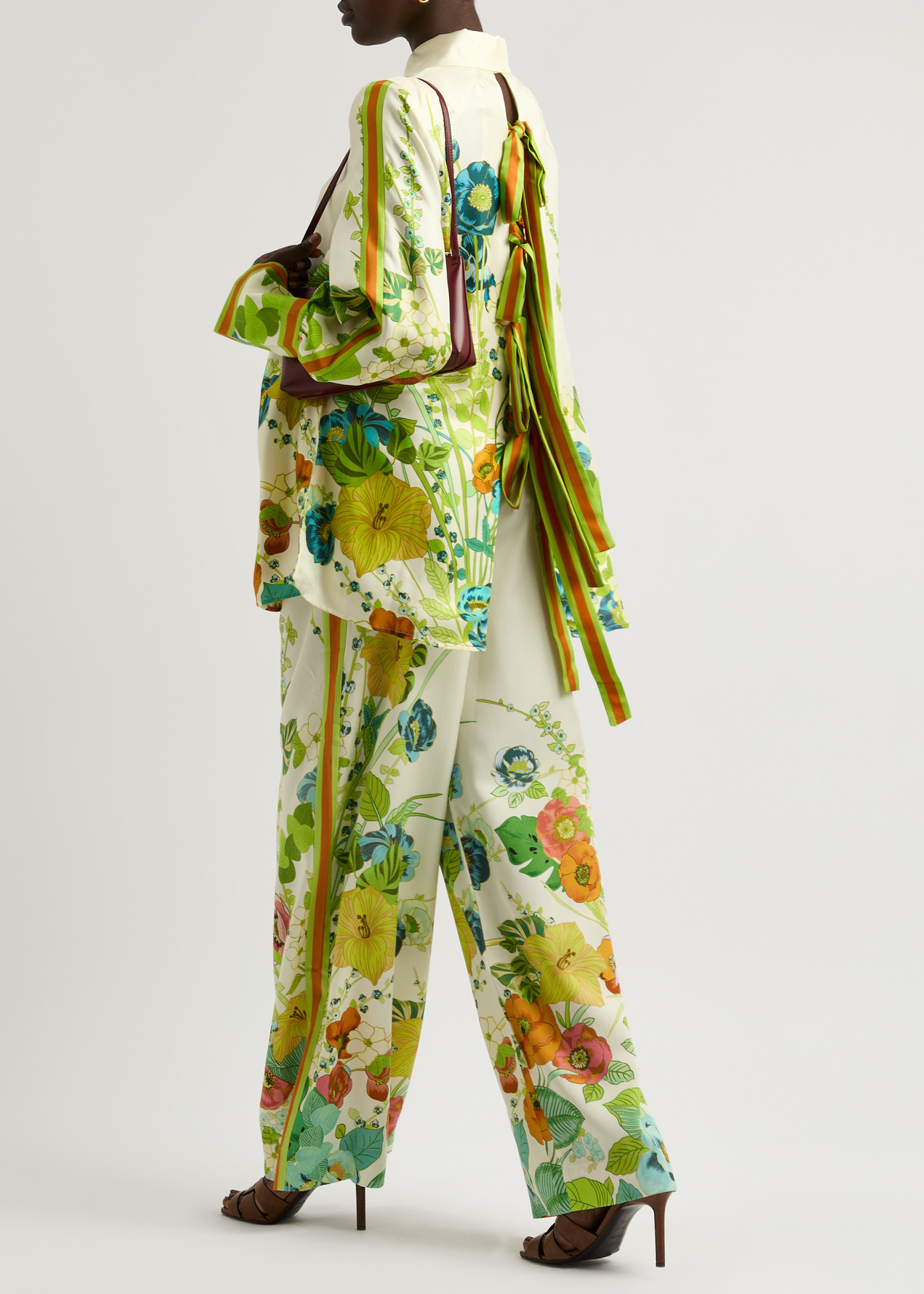 ALEMAIS Constance floral-print silk-satin shirt | Harvey Nichols