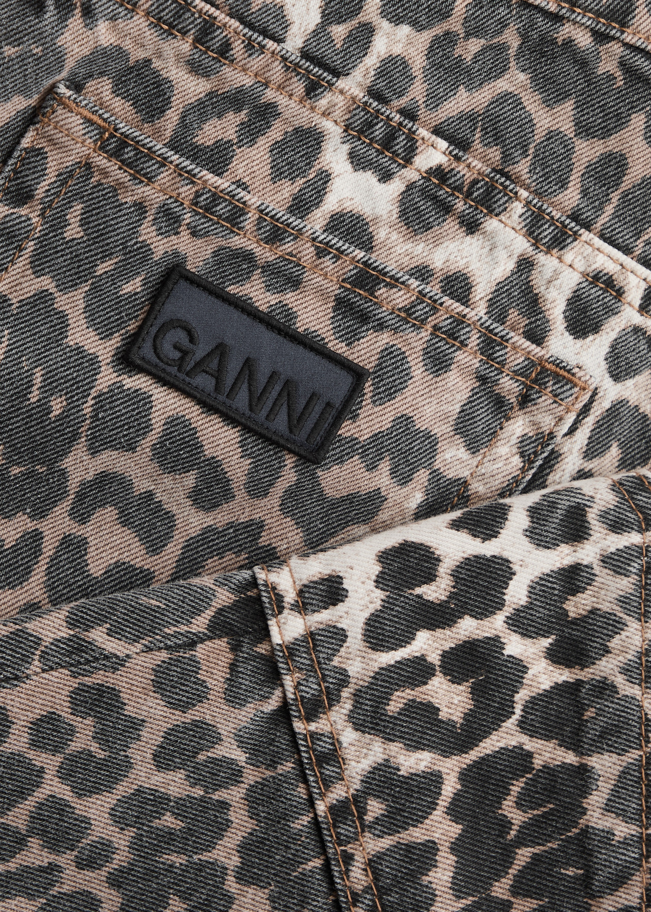 GANNI Leopard-print straight-leg cargo jeans | Harvey Nichols