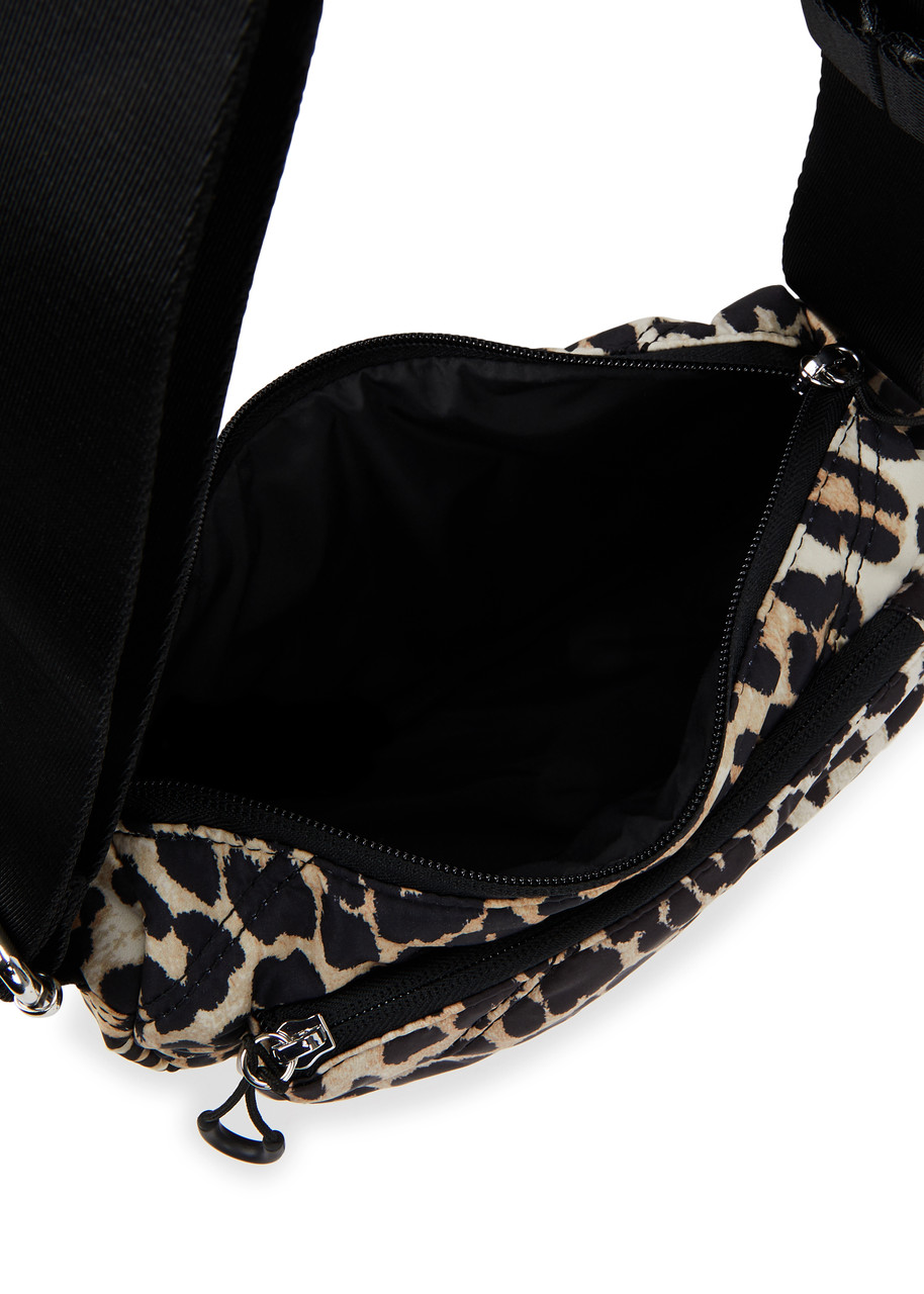 GANNI Small leopard-print nylon cross-body bag | Harvey Nichols