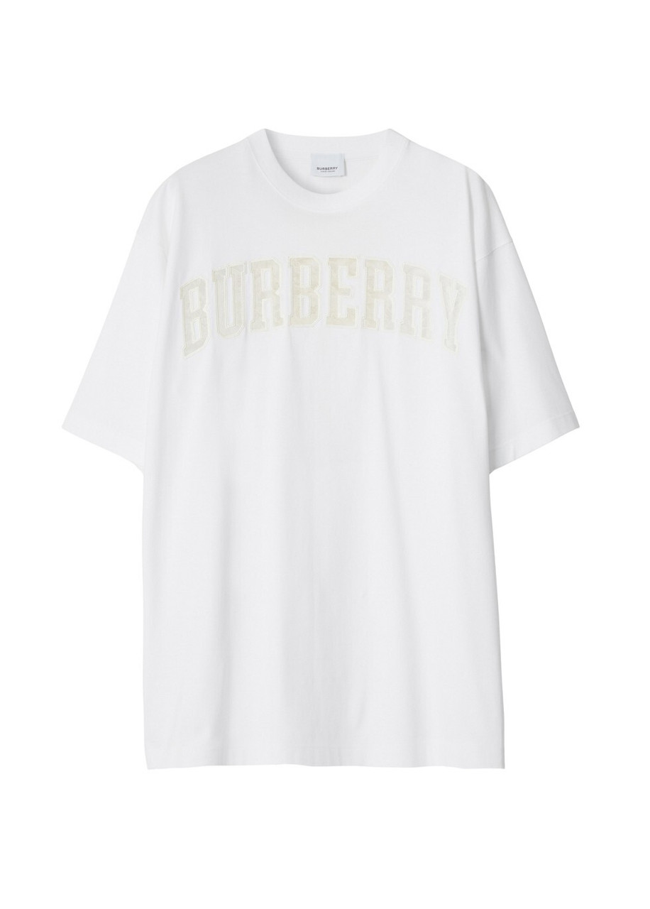 Burberry Lace Logo Cotton Oversized T Shirt Harvey Nichols