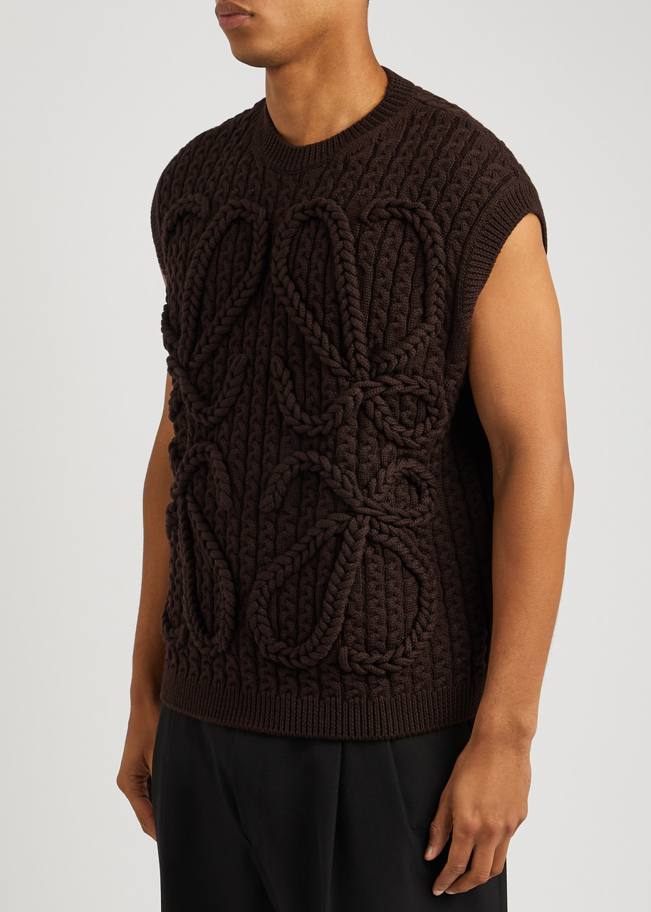 LOEWE Anagram cable-knit wool vest | Harvey Nichols