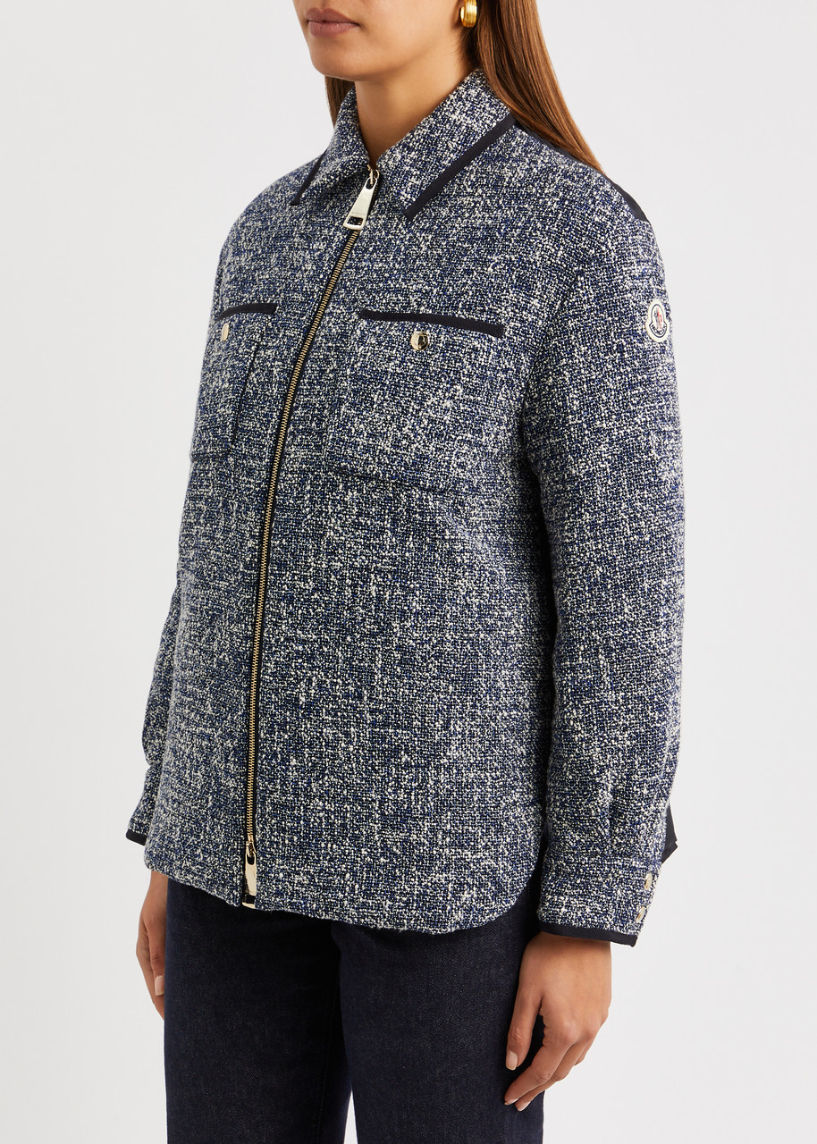 MONCLER Quilted shell and tweed jacket | Harvey Nichols