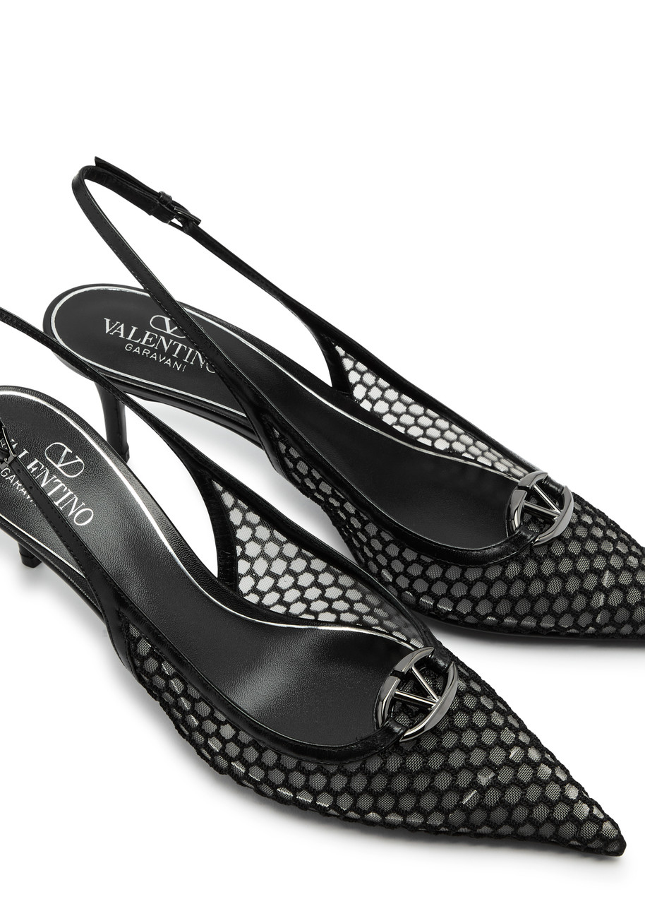 VALENTINO GARAVANI VLogo 75 mesh slingback pumps | Harvey Nichols