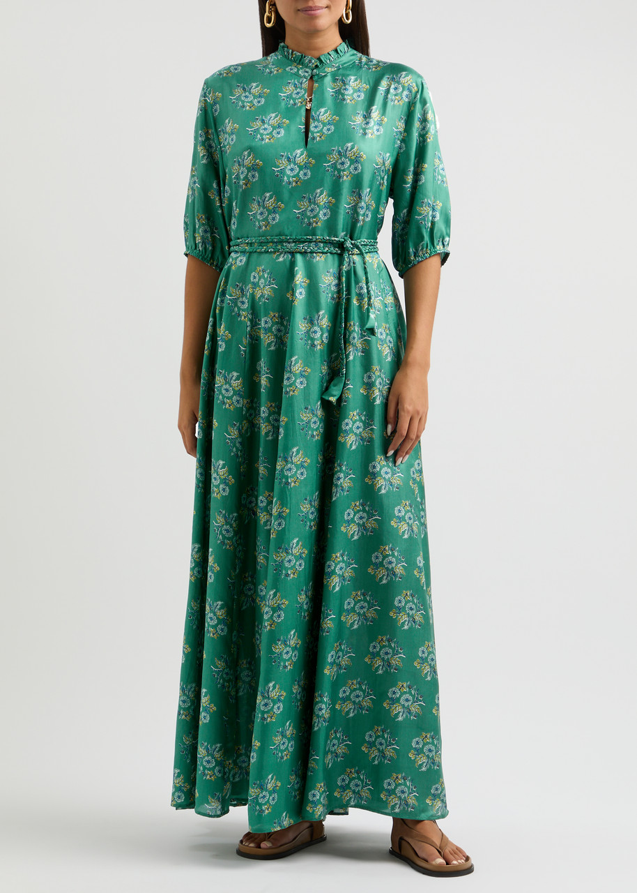 HANNAH ARTWEAR Oceanus floral-print silk-satin maxi dress | Harvey Nichols