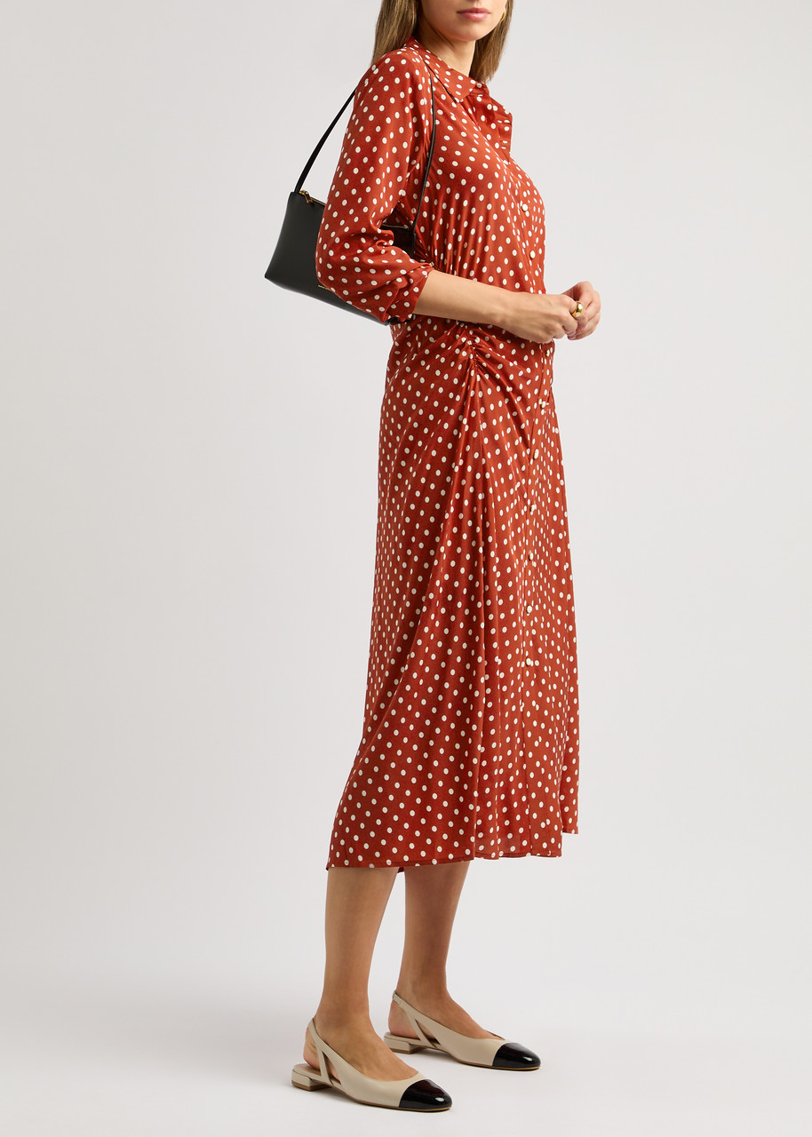 VERONICA BEARD Lex polka-dot stretch-silk shirt dress | Harvey Nichols