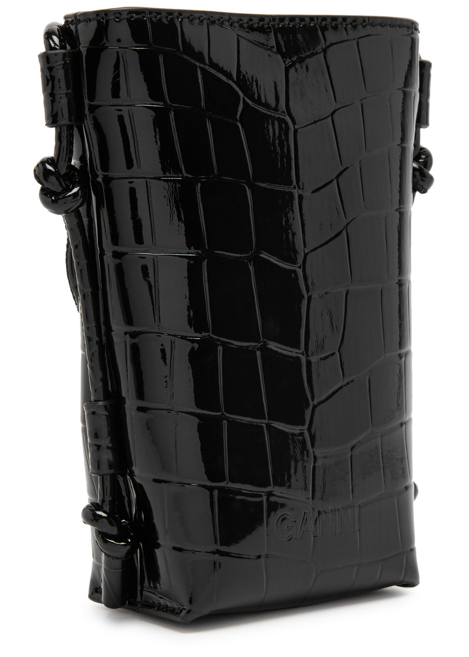 GANNI Bou crocodile-effect leather cross-body bag | Harvey Nichols