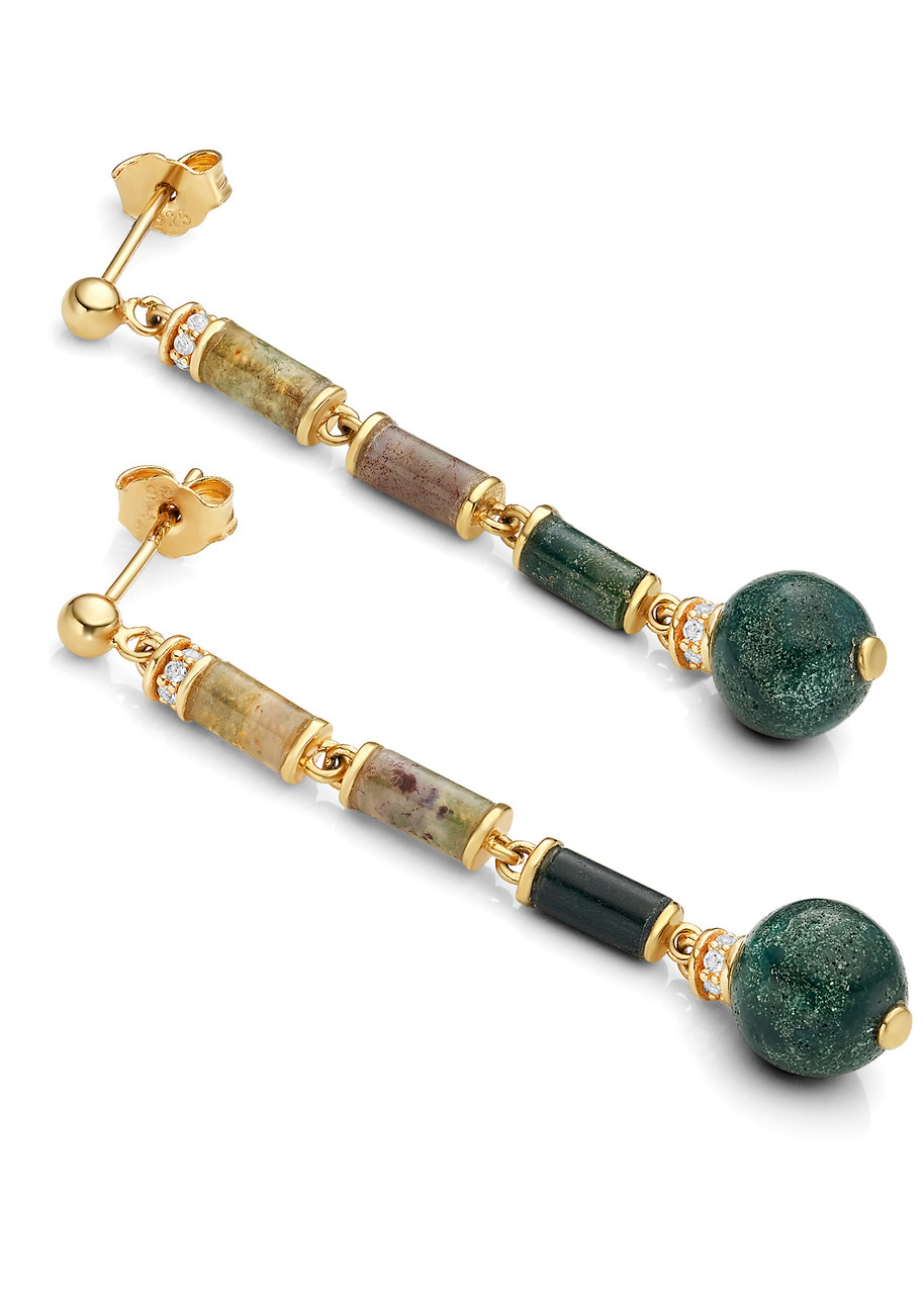 LAURA VANN Embellished 18kt gold vermeil drop earrings | Harvey Nichols