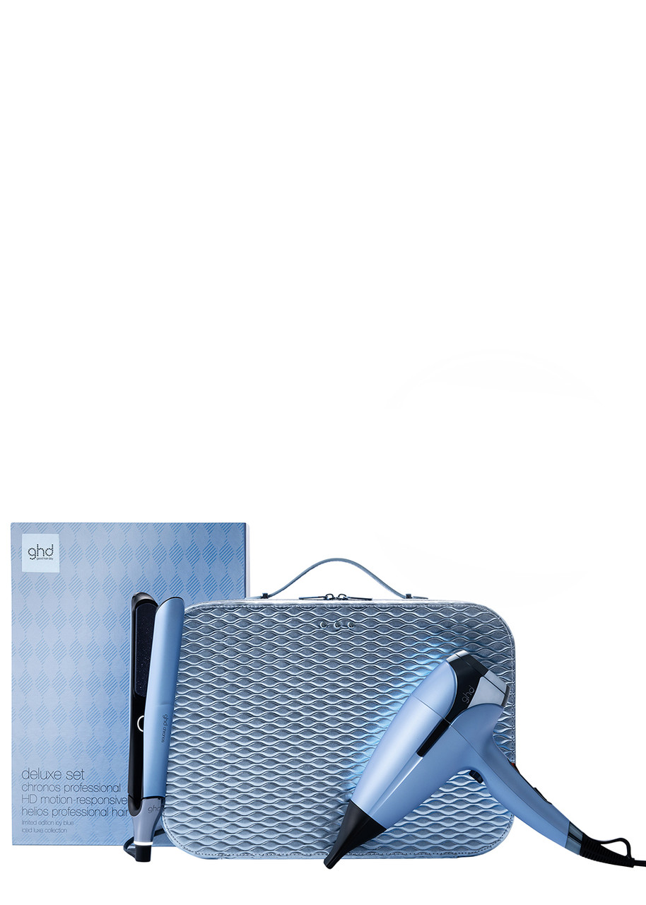 GHD Chronos Hair Straightener & Helios Hair Dryer in Icy Blue Deluxe ...