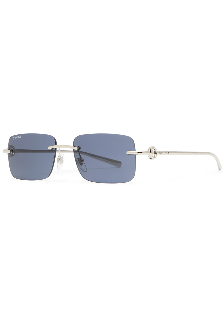 GUCCI Rimless rectangle-frame sunglasses | Harvey Nichols