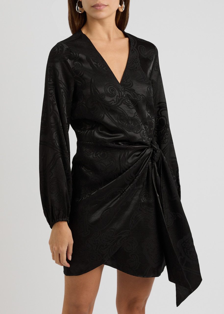 NEVER FULLY DRESSED Vienna Love Lock satin mini wrap dress | Harvey Nichols