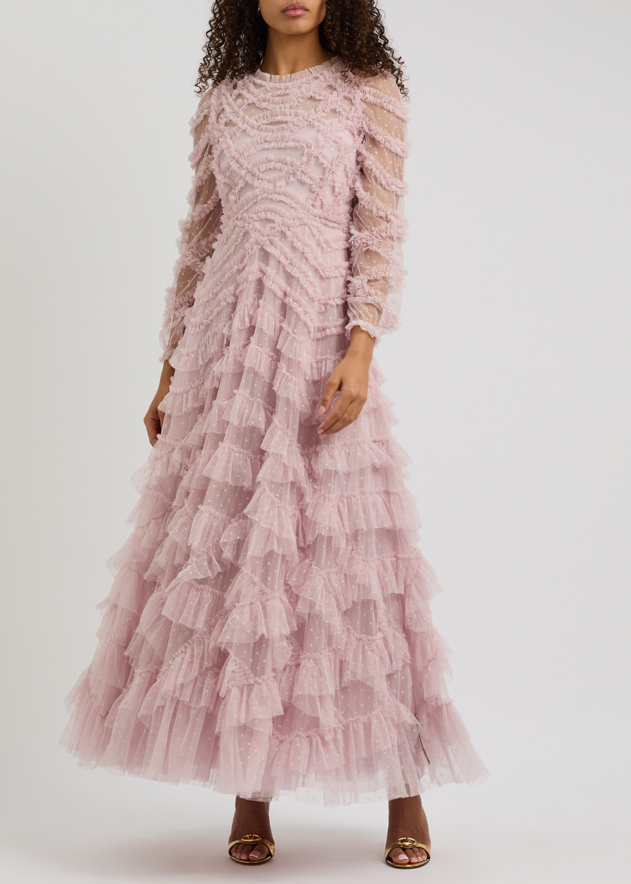 NEEDLE & THREAD Lana ruffled tulle gown | Harvey Nichols