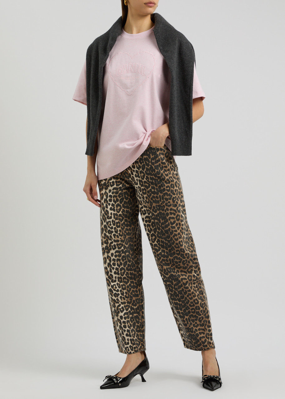 GANNI Leopard-print barrel-leg jeans | Harvey Nichols