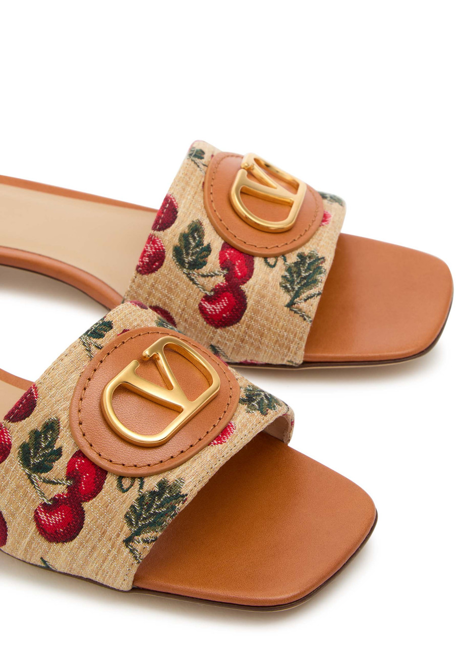 VALENTINO GARAVANI Jacquard raffia sliders | Harvey Nichols