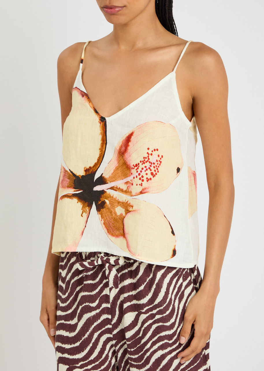 DESMOND & DEMPSEY Hibiscus printed linen camisole top | Harvey Nichols